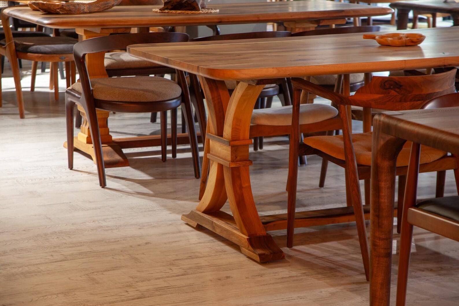 Custom Walnut Table for Dining Room, Walnut Wood Legged Farmhouse Table, Modern Solid Wood ...