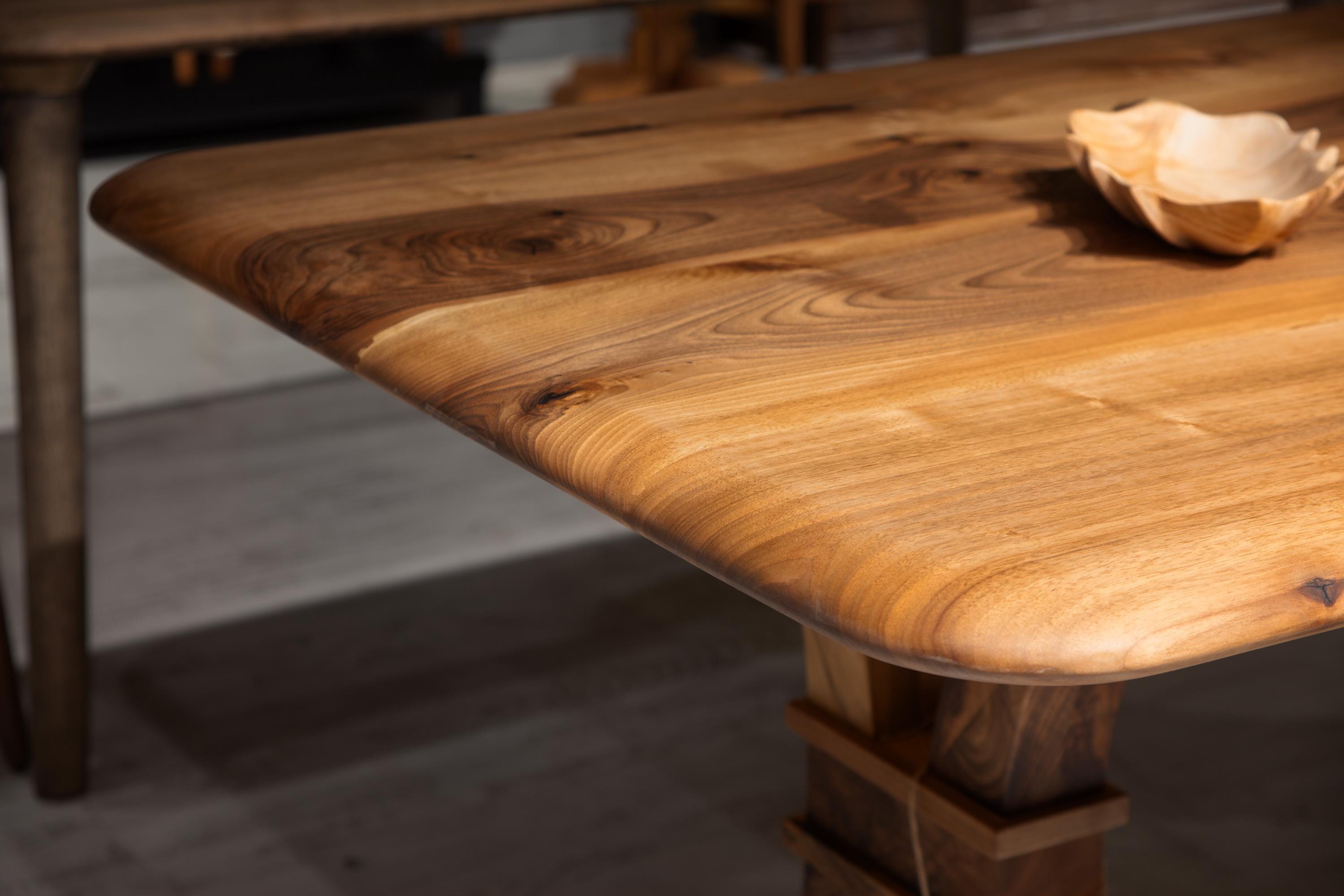 Custom Walnut Table for Dining Room, Walnut Wood Legged Farmhouse Table ...