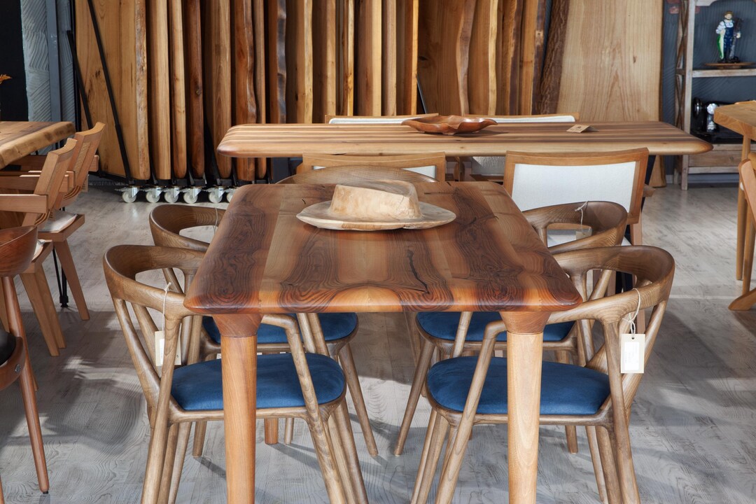 Modern Walnut Table for Dining Room, Walnut Wood Legged Farmhouse Table ...
