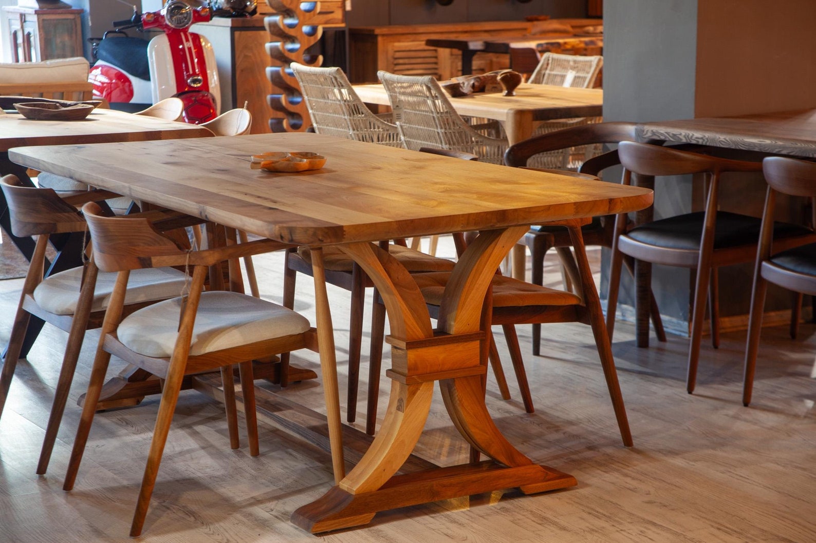 Custom Walnut Table for Dining Room, Walnut Wood Legged Farmhouse Table ...