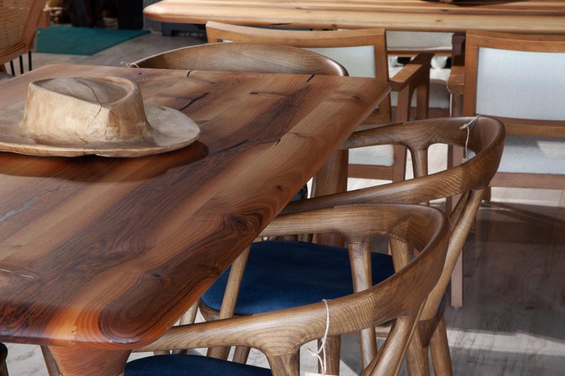 Modern Walnut Table for Dining Room, Walnut Wood Legged Farmhouse Table ...