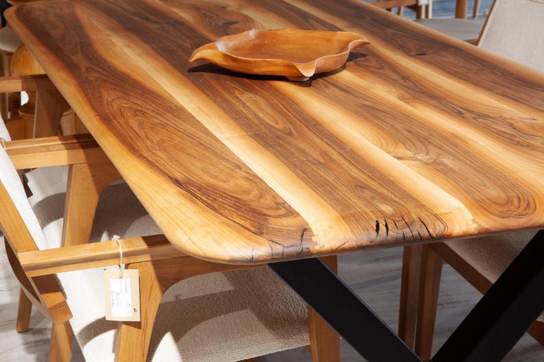 Modern Walnut Table for Dining Room, Walnut Wood Legged Farmhouse Table ...