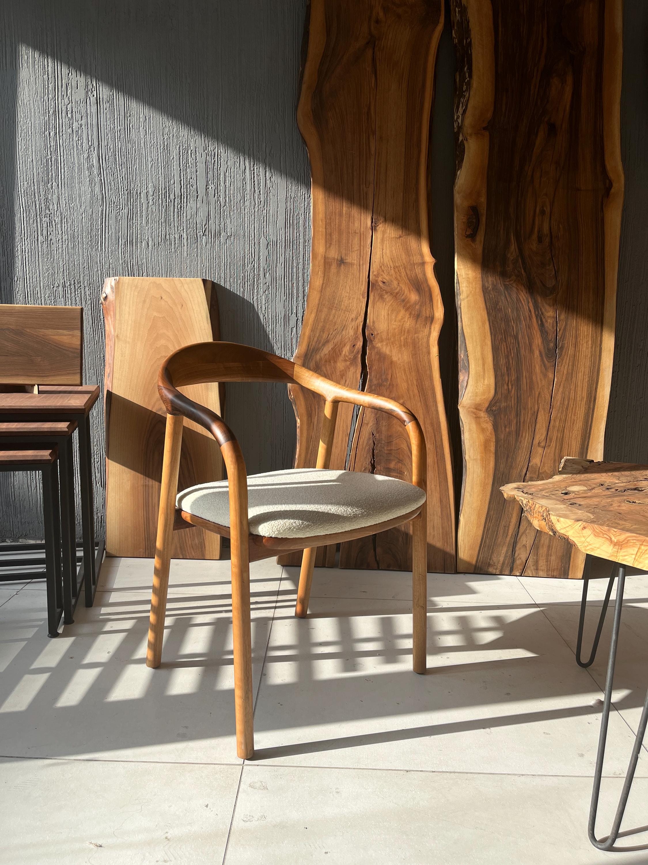 Minimalist Walnut Chair for Dining Room, Mid-century Farmhouse Living ...