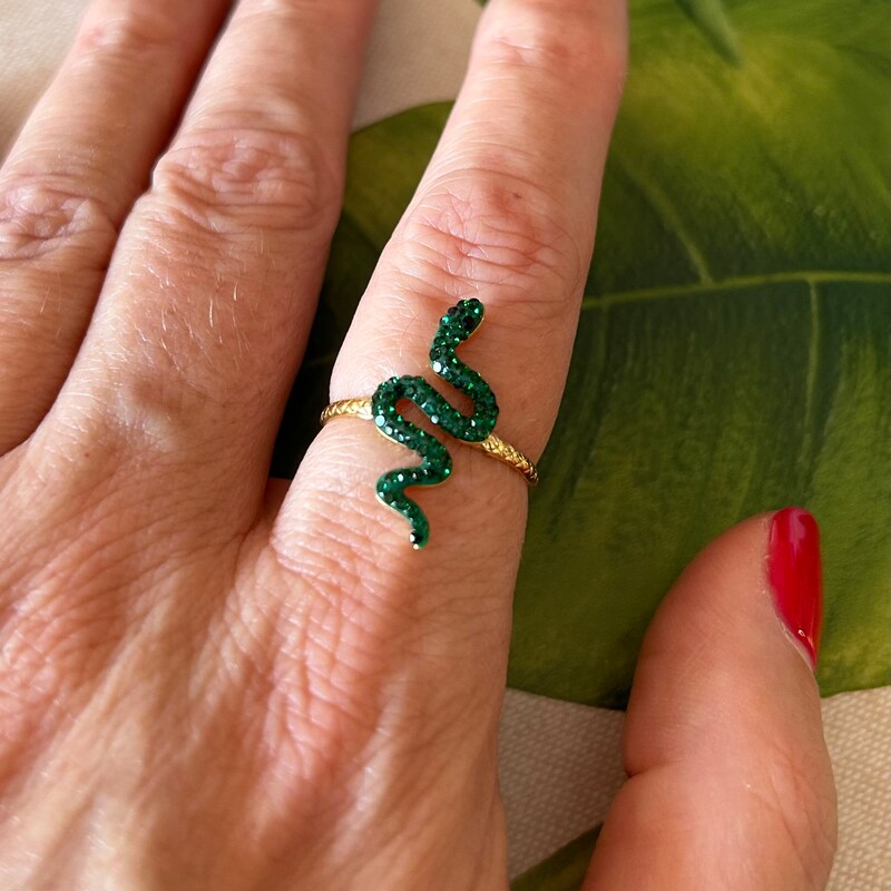 Green Snake Ring - Etsy UK