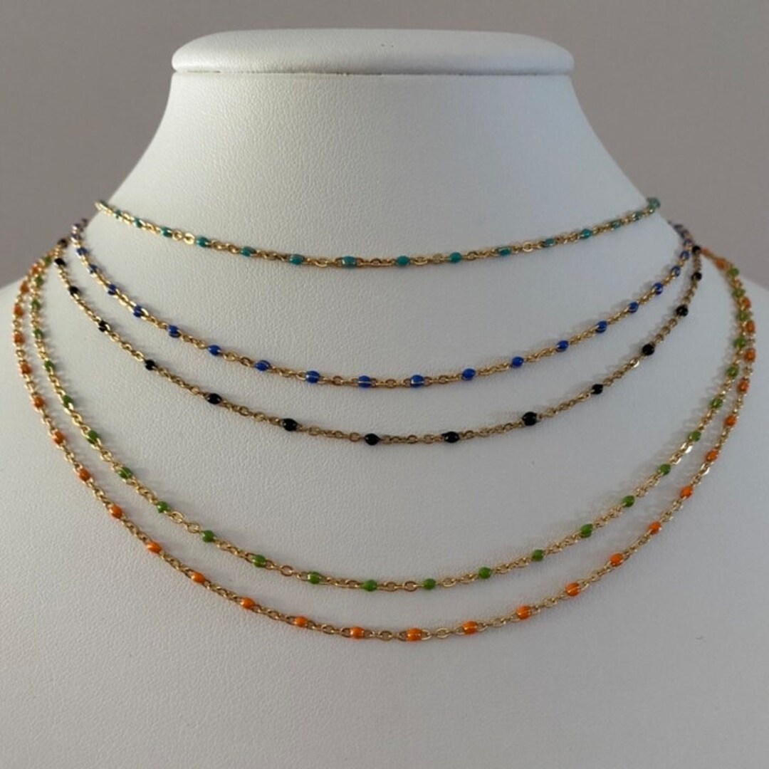 Composition of 3 Fine Golden Gigi Necklaces Colors of Your - Etsy