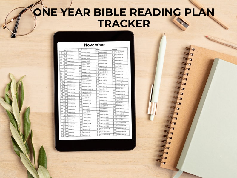 One Year Bible Reading Plan Printable, Bible Reading Tracker, Bible ...