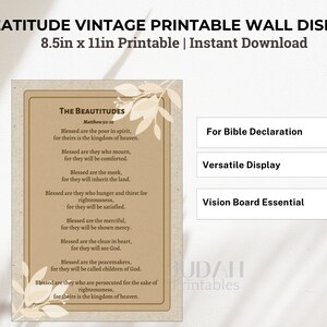 Beatitudes Christian Wall Art Printable Scripture Wall Art Modern ...