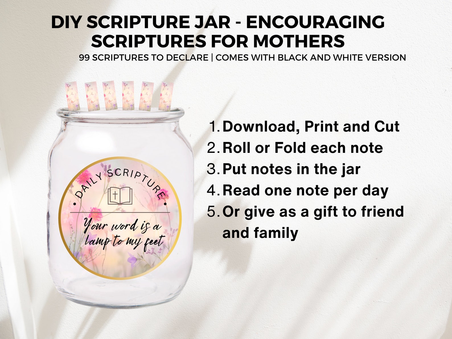 Bible Verse Jar DIY Printable for Mothers, Scripture Jar Printable ...