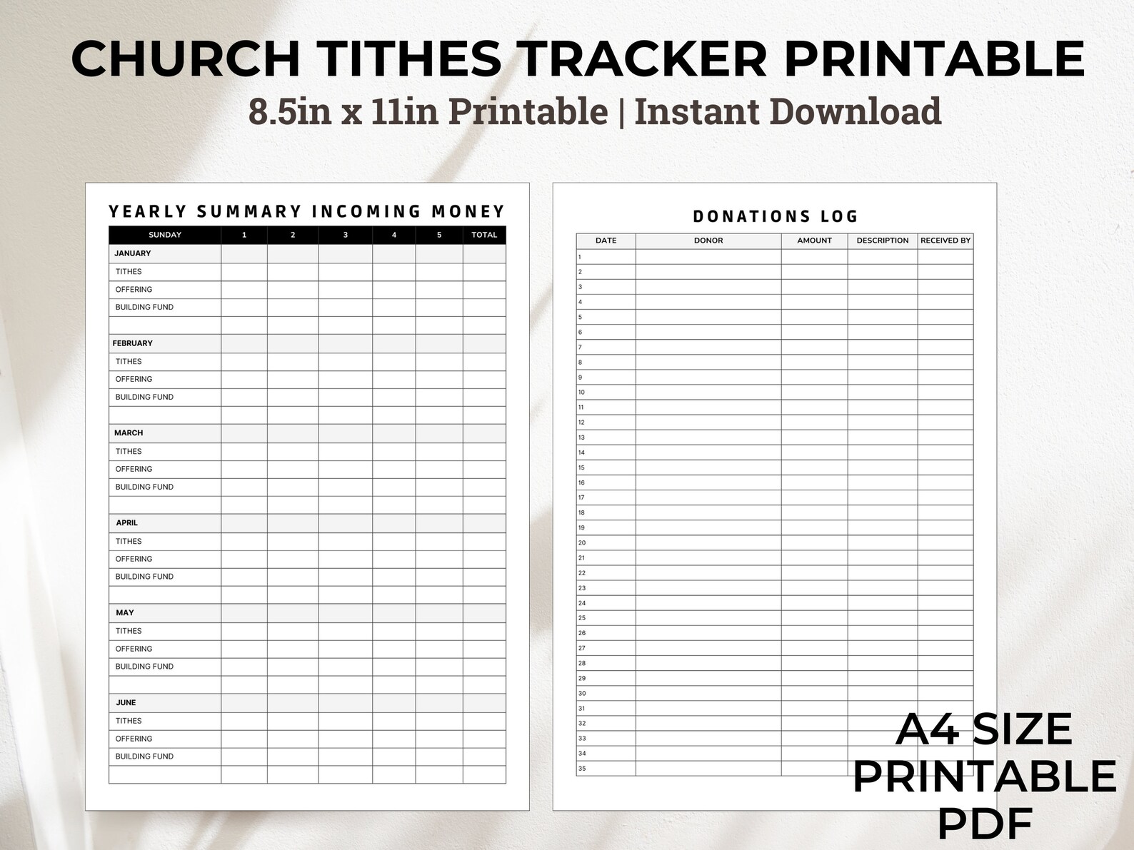 Church Tithe Tracker, Giving Log, Tithes and Offering Tracker ...