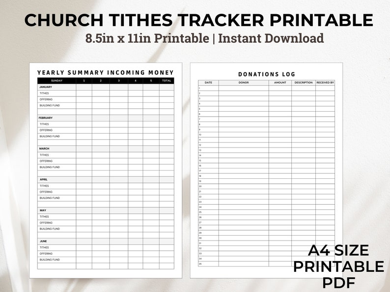 Church Tithe Tracker, Giving Log, Tithes and Offering Tracker ...