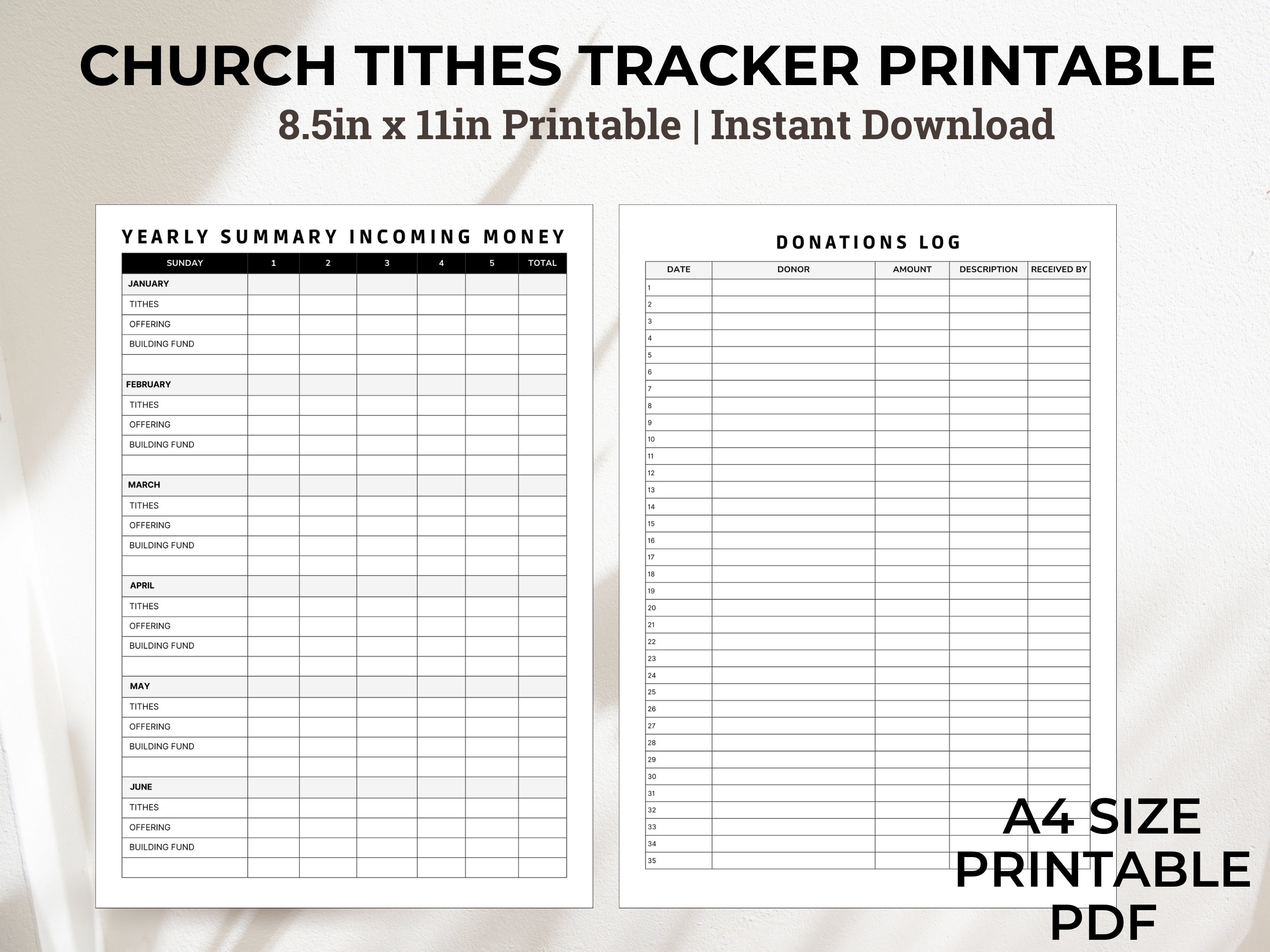 Church Tithe Tracker, Giving Log, Tithes and Offering Tracker ...