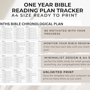 Bible Reading Tracker 6 Months, Bible Study Plan, Chronological Bible Plan, Printable Daily ...