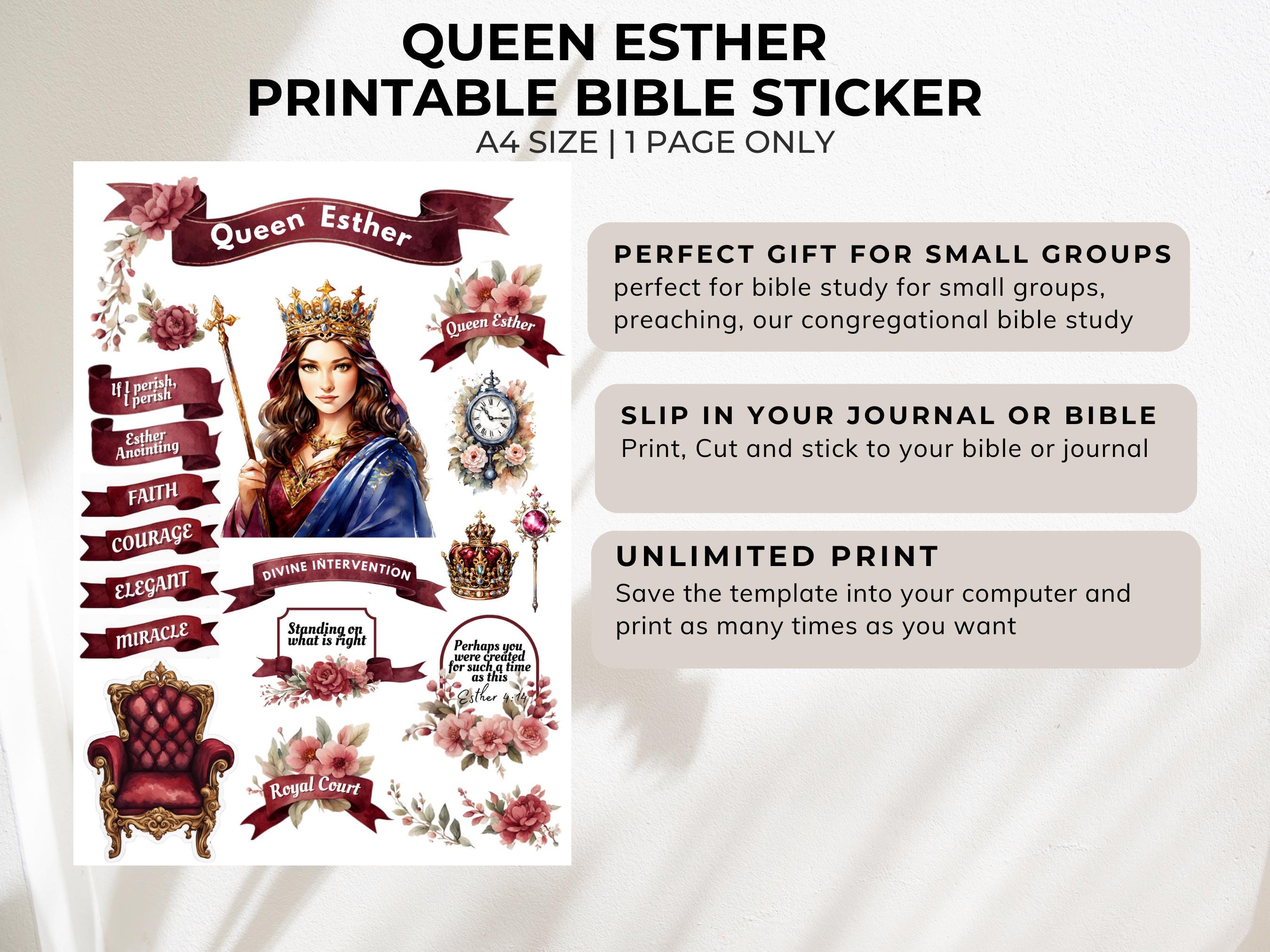 Printable Queen Esther Bible Stickers, Bible Journaling, Faith Planner ...