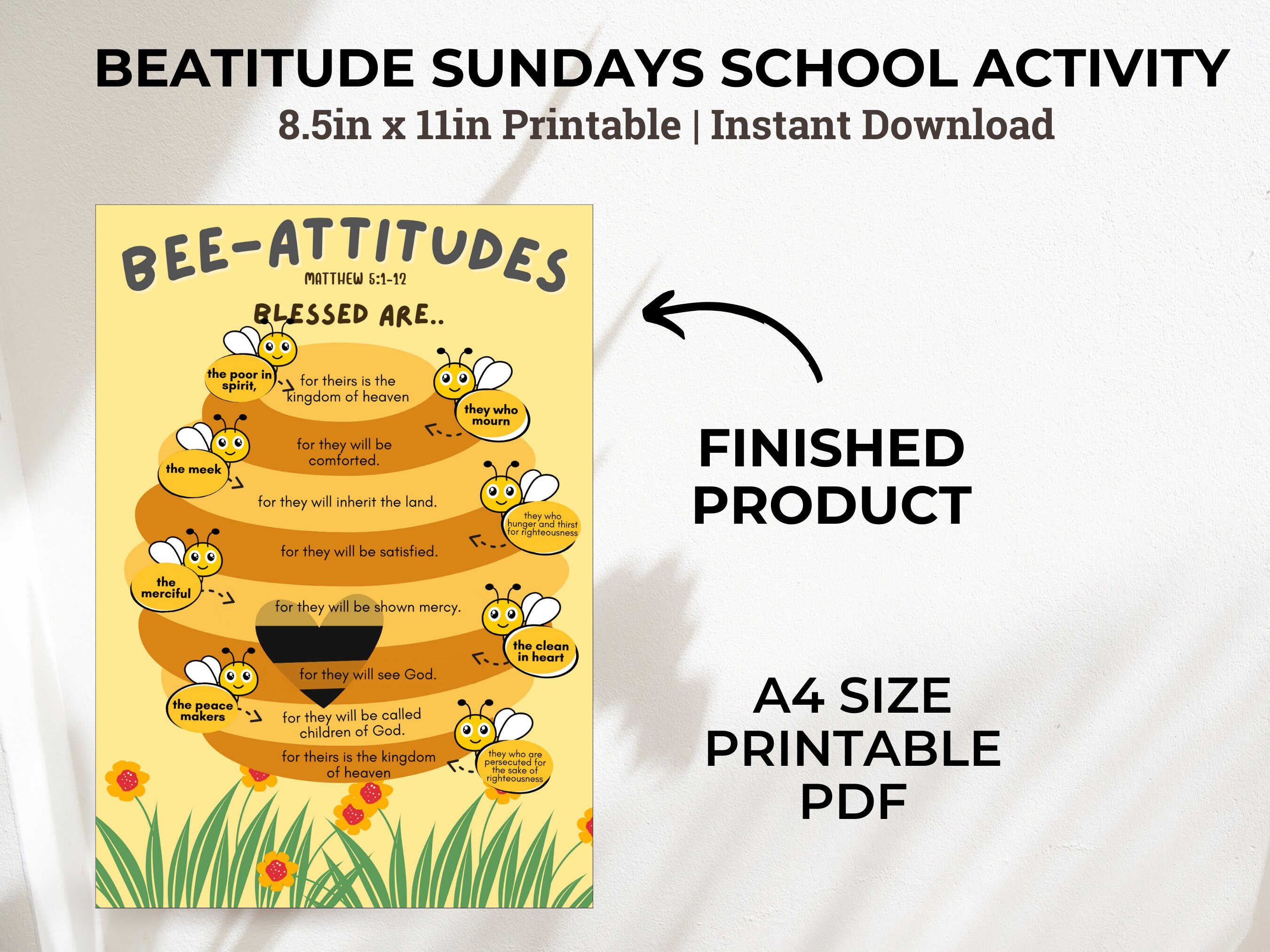 Beatitudes Kids Activity for Sunday School, Printable Bible Verse Game ...