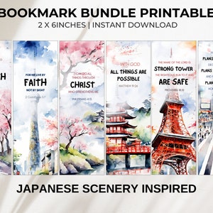 Bible Verse Bookmarks Printable - 6 Japanese Scenery, Faith-inspired ...
