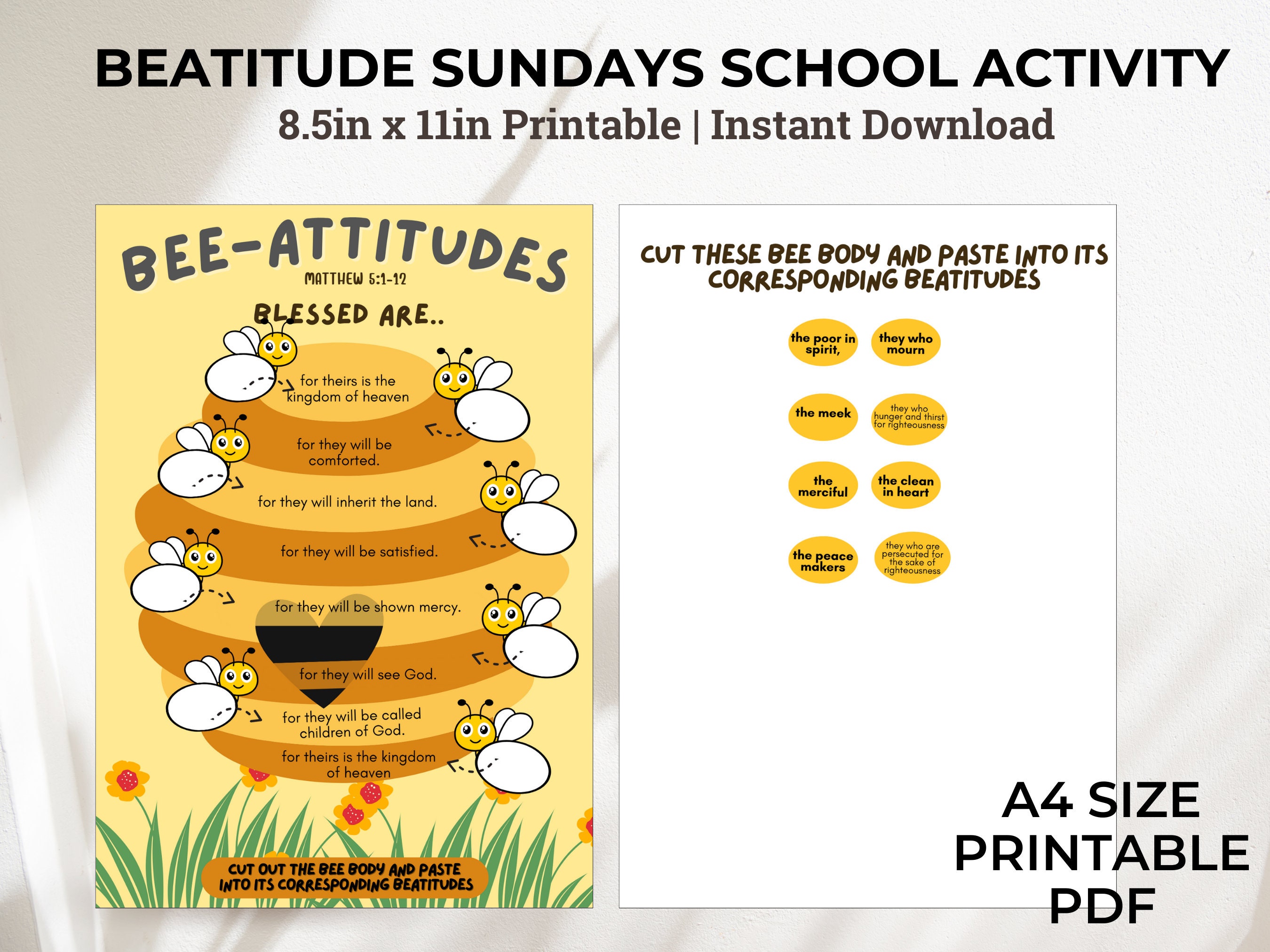 Beatitudes Kids Activity for Sunday School, Printable Bible Verse Game ...