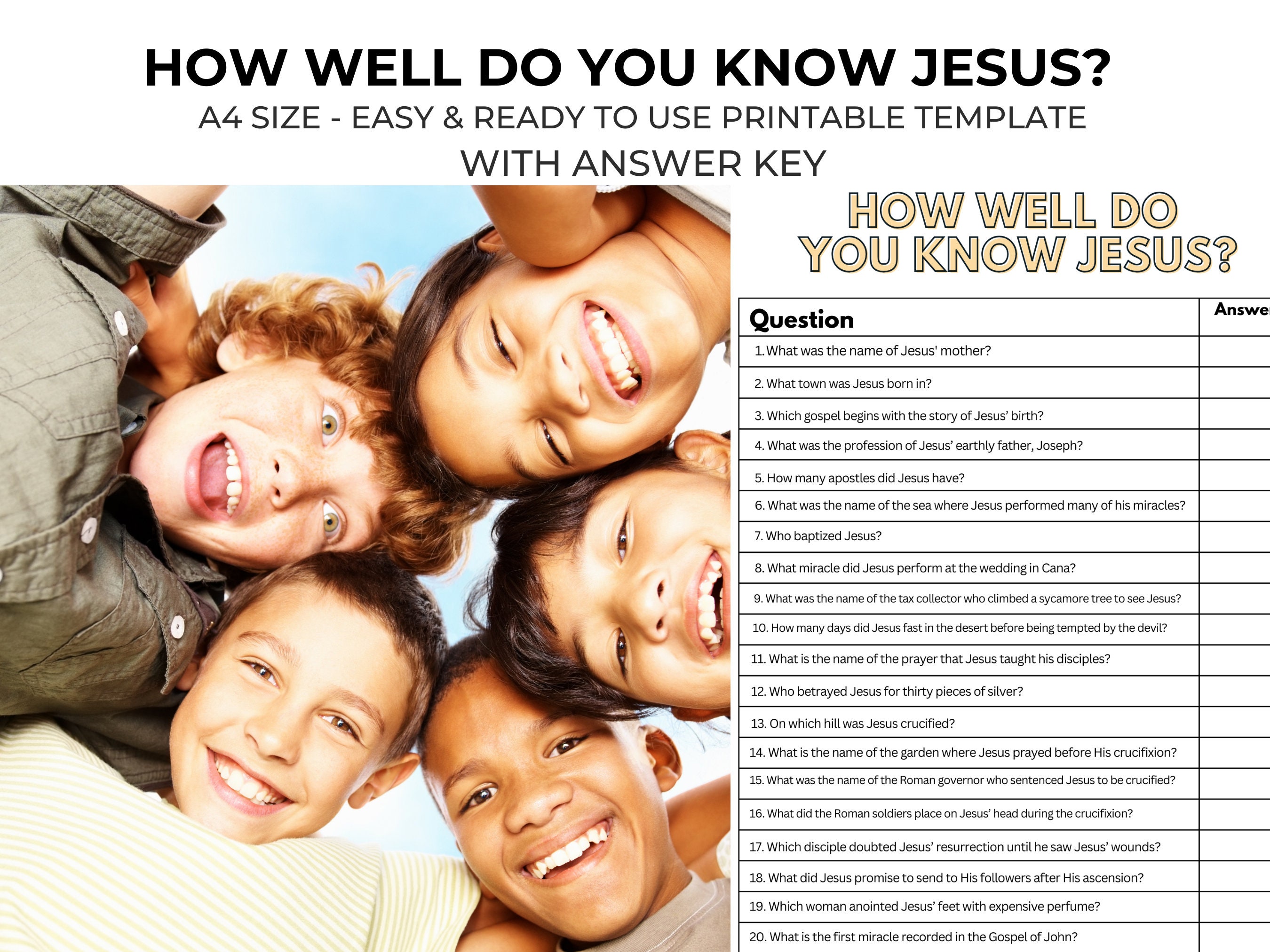 Bible Quiz Game: How Well Do You Know Jesus Trivia Quiz for Kids ...