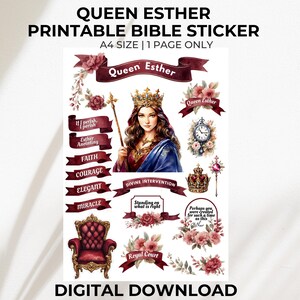 Printable Queen Esther Bible Stickers, Bible Journaling, Faith Planner ...