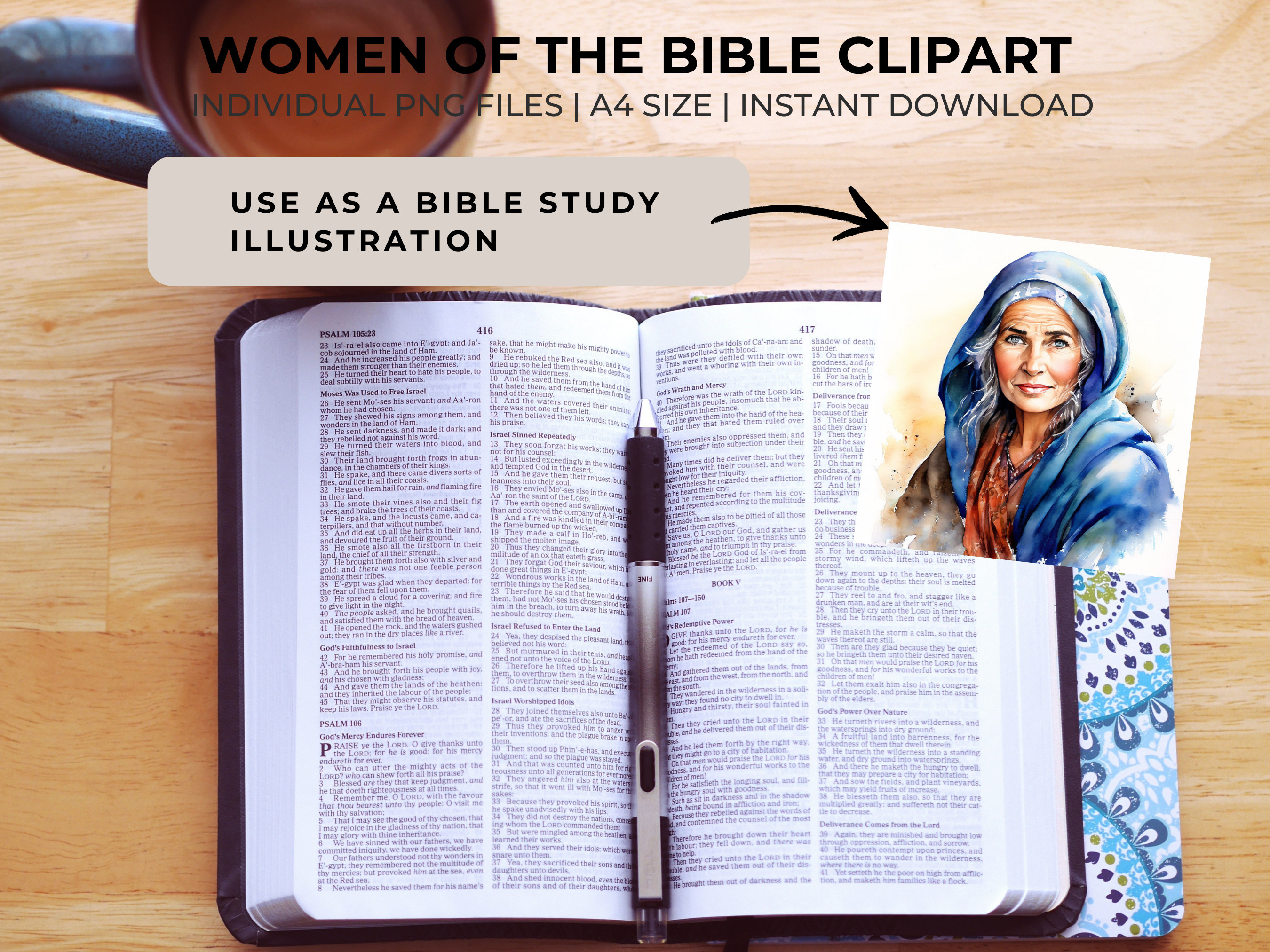 Women of the Bible Clip Art Bundle Ruth, Queen Esther, Mary, Samaritan ...