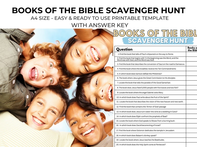 Books of the Bible Scavenger Hunt Game, Printable Church Game, Women's ...