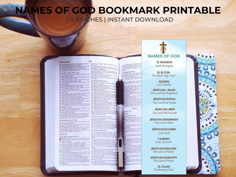 Names of God Bookmark Printable PDF Christian Evangelism Tool Double ...