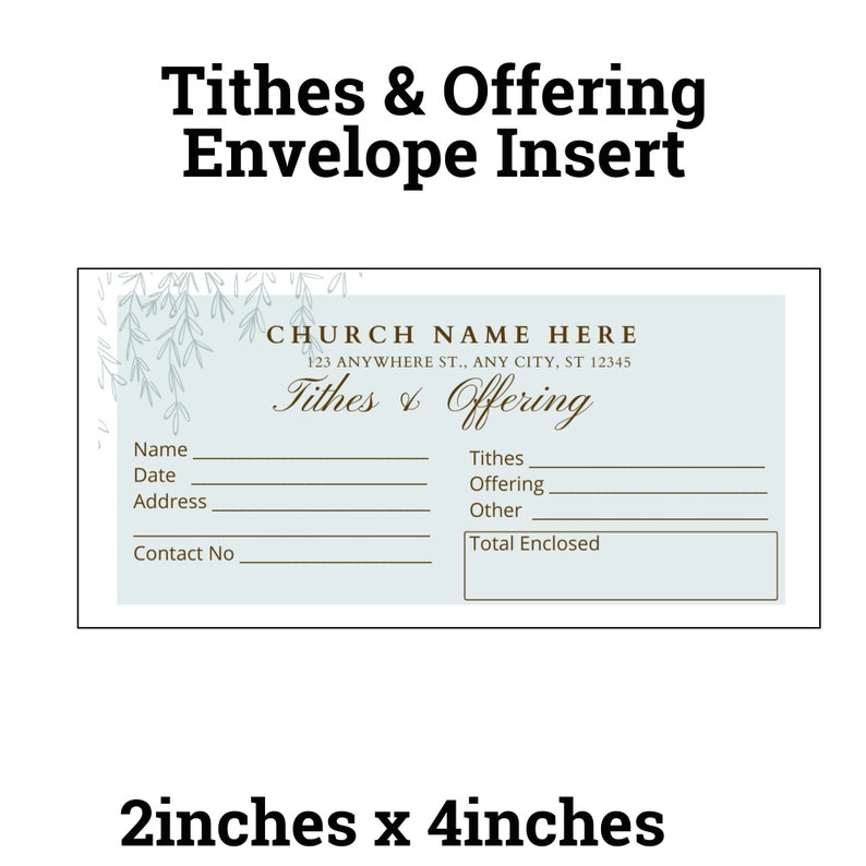 Tithes and Offering Envelope Insert Canva Editable Template Tithes Form ...