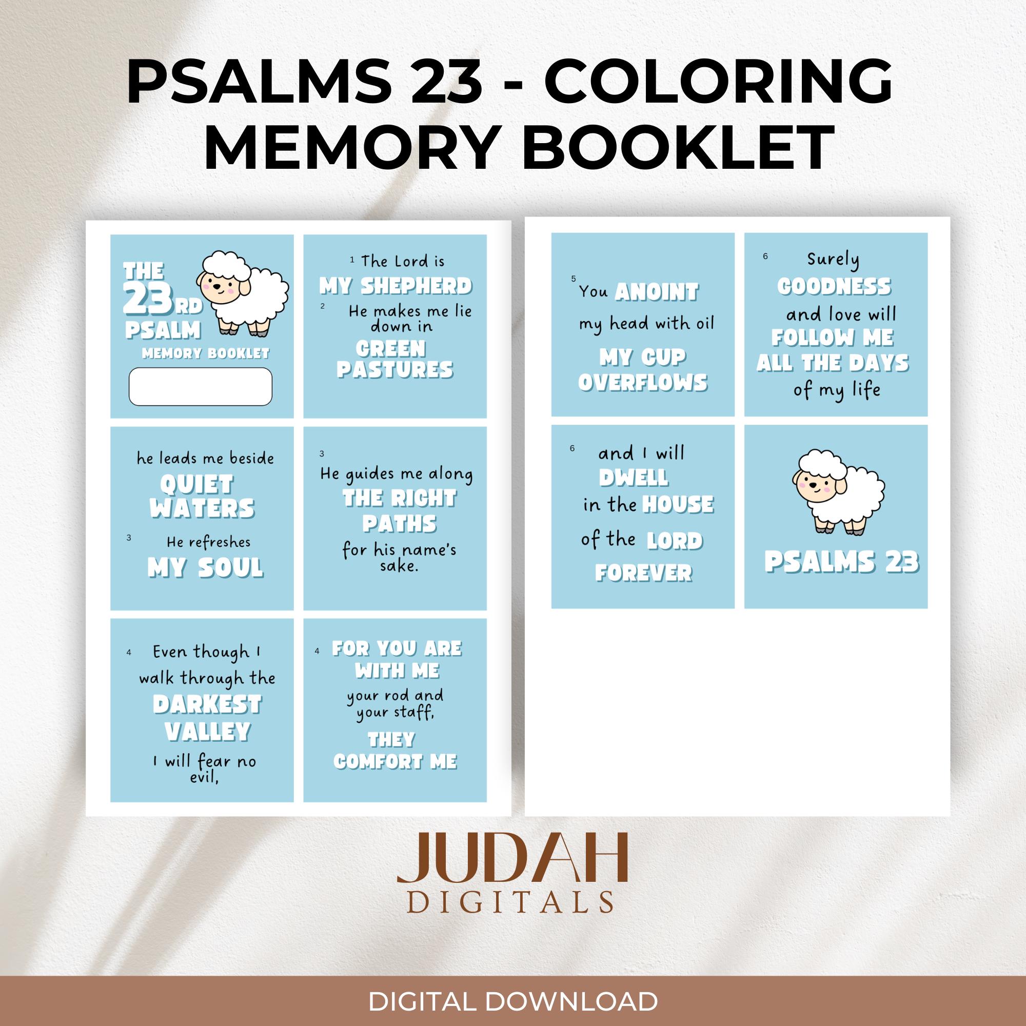 Psalm 23 Coloring Activity Booklet for Kids, the Lord is My Shepherd ...