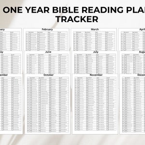 One Year Bible Reading Plan Printable, Bible Reading Tracker, Bible ...