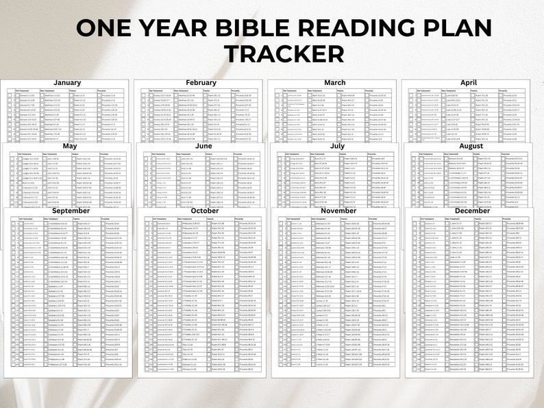 One Year Bible Reading Plan Printable, Bible Reading Tracker, Bible ...