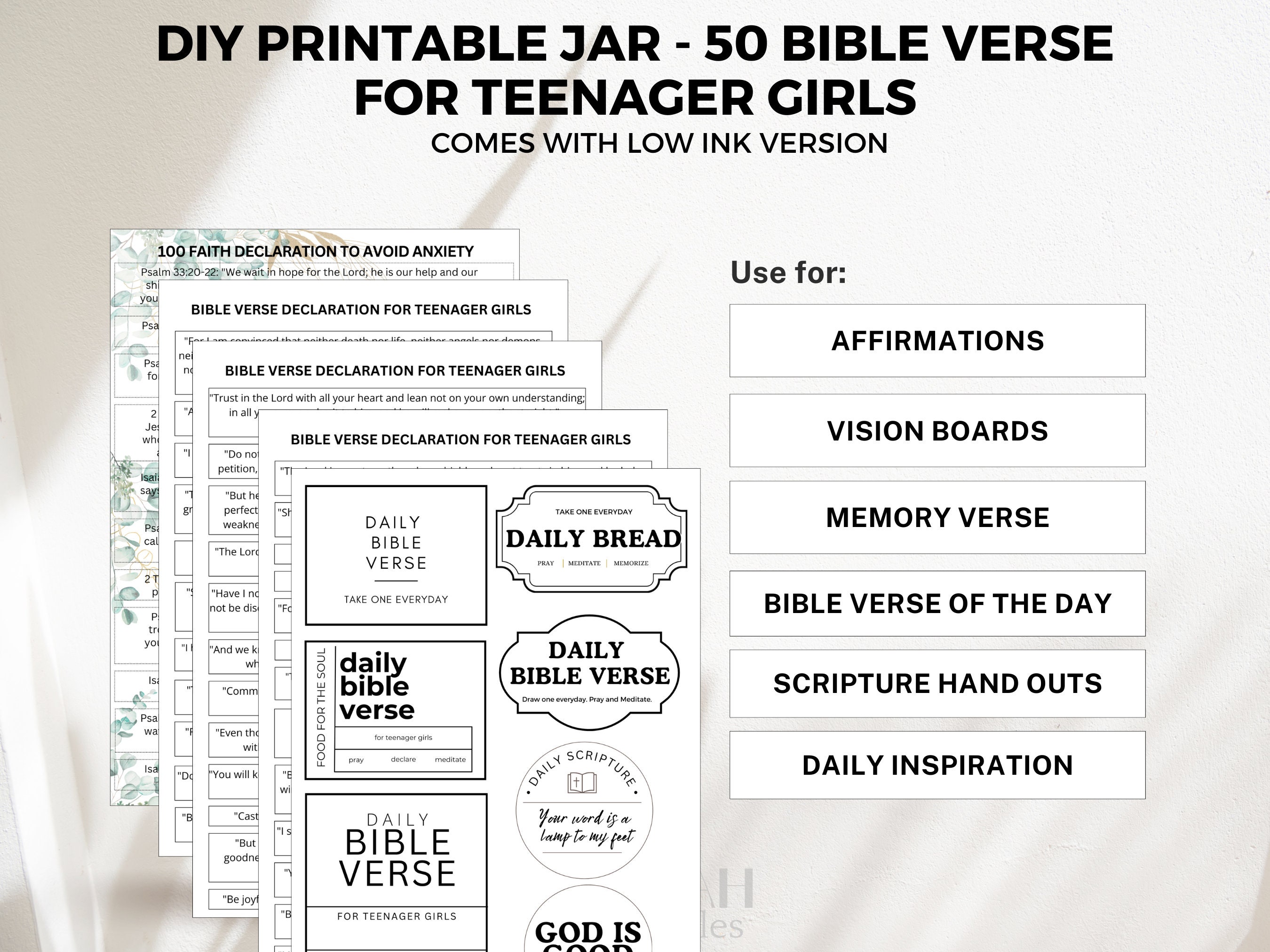 DIY Scripture Jar Printable for Teenager Girls, Bible Verse Jar ...