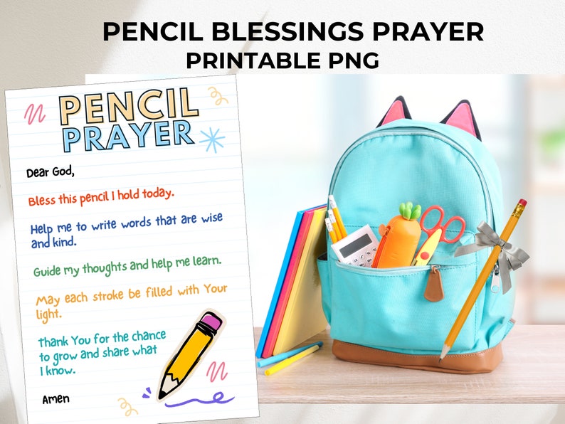 Pencil Prayer Tag | Backpack Blessing Kit | Back to School Blessing ...