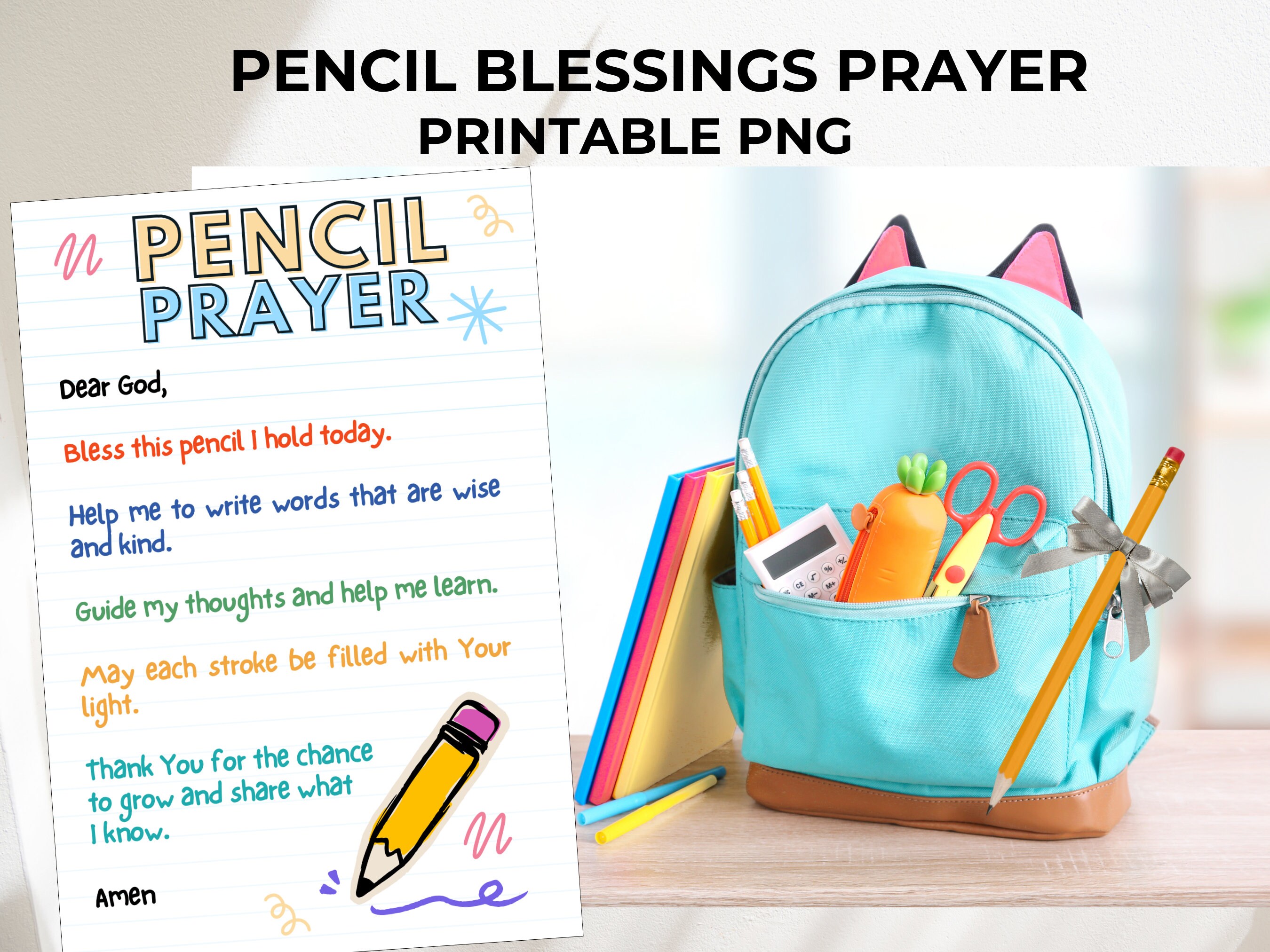Pencil Prayer Tag | Backpack Blessing Kit | Back to School Blessing ...