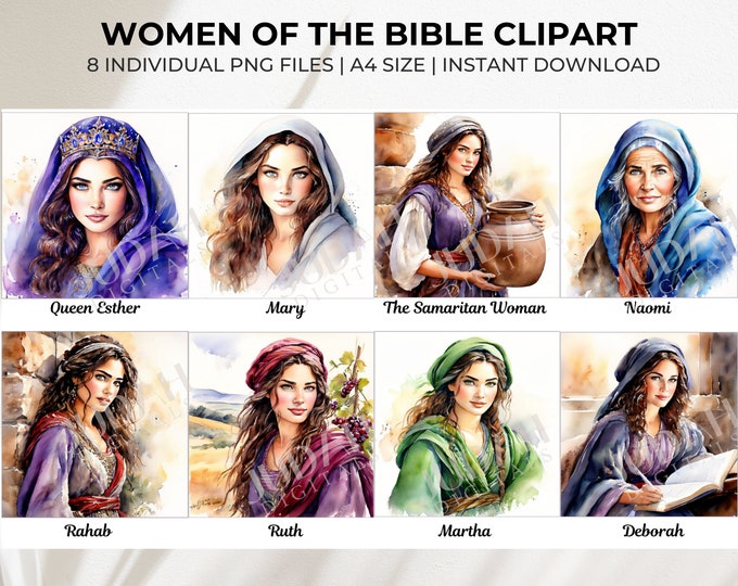 Women of the Bible Clip Art Bundle Ruth, Queen Esther, Mary, Samaritan ...