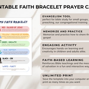 Printable Faith Bracelet Prayer Card | Salvation Bracelet Card, Sunday ...