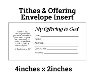 Tithes and Offering Envelope Insert Canva Editable Template - Etsy