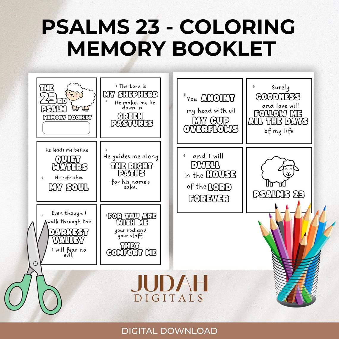 Psalm 23 Coloring Activity Booklet for Kids, the Lord is My Shepherd ...