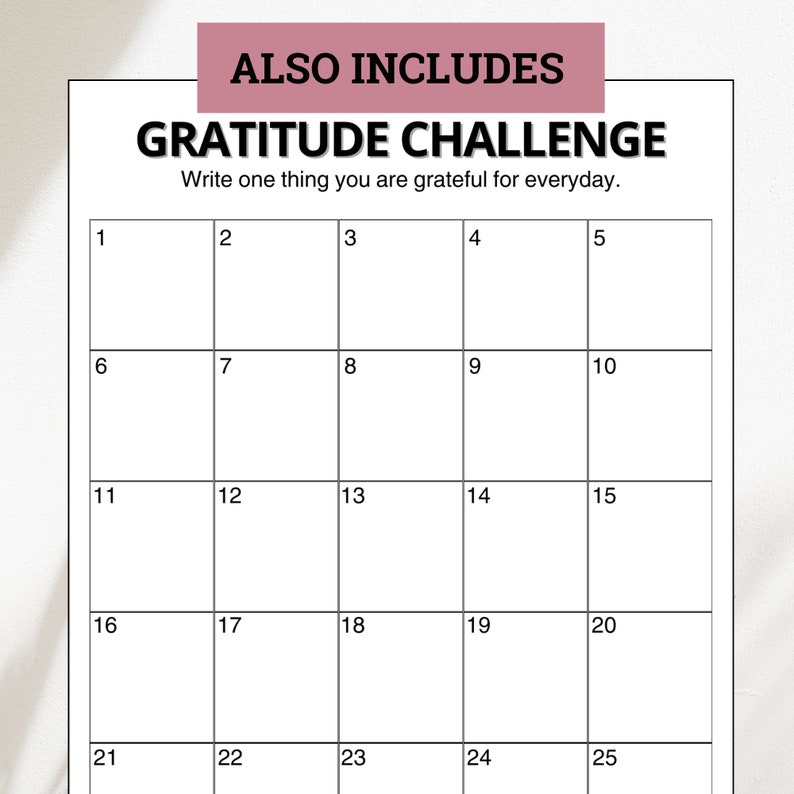 30 Days Gratitude Challenge Printable Template | Christian Thanksgiving ...