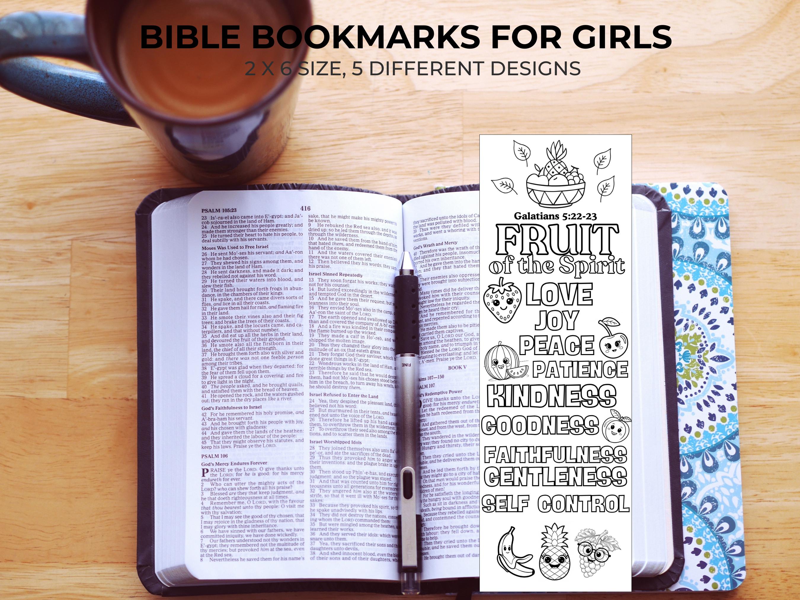 Fruit of the Spirit Coloring Bookmarks Printable, Christian Bookmarks ...