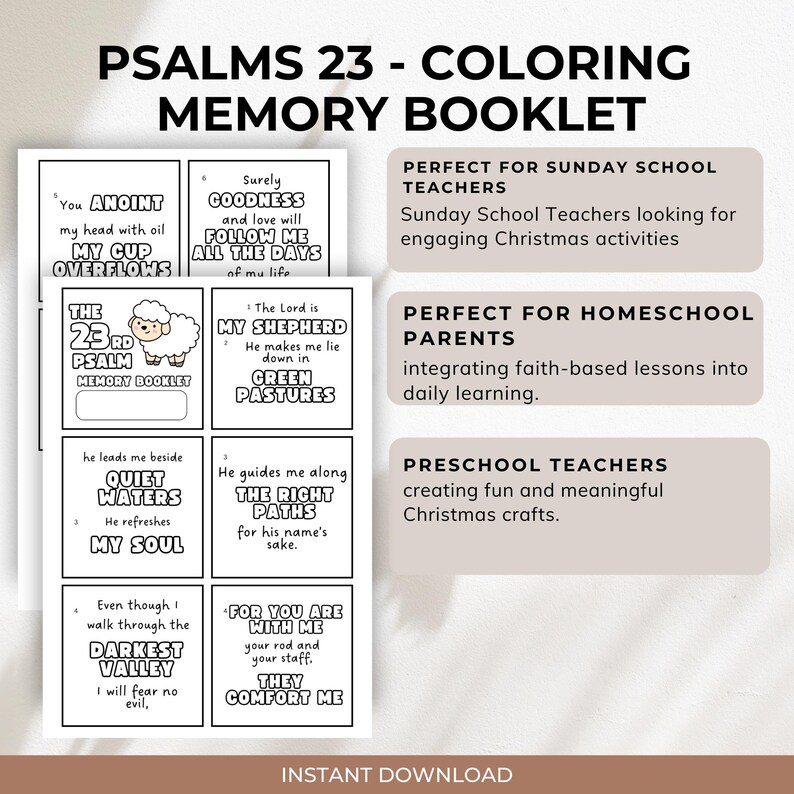 Psalm 23 Coloring Activity Booklet for Kids, the Lord is My Shepherd ...