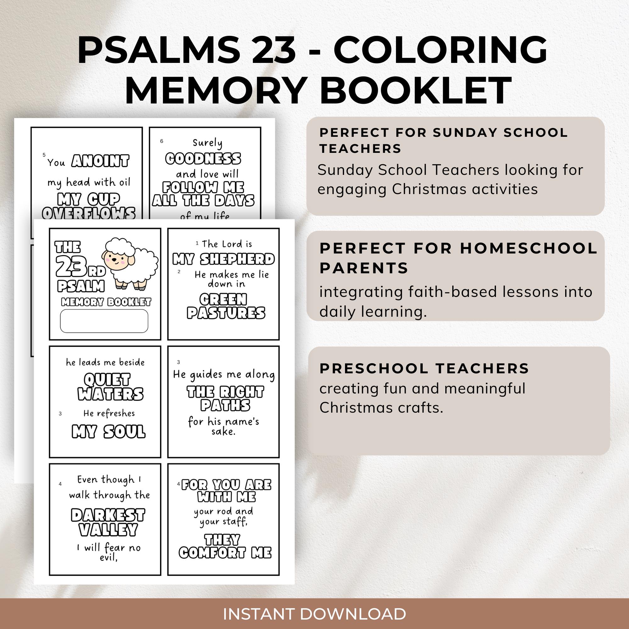 Psalm 23 Coloring Activity Booklet for Kids, the Lord is My Shepherd ...
