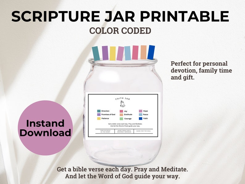 Scripture Jar Printable | Bible Verse Jar Scripture Printable | Bible ...