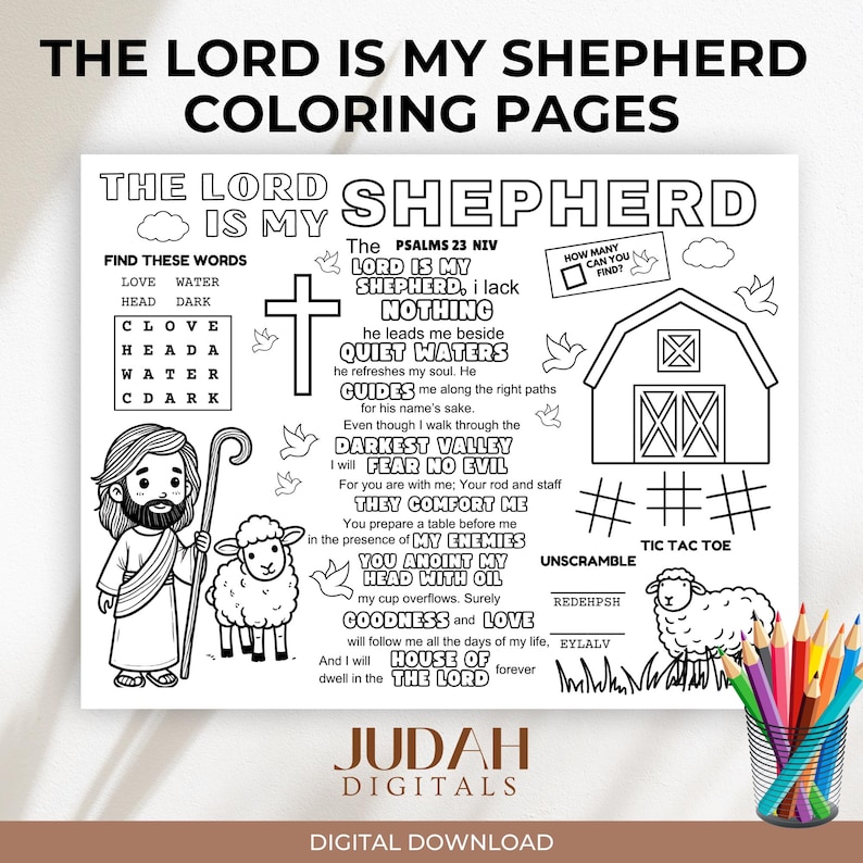 The Lord is My Shepherd Coloring Page, Psalms 23 Preschool Activity ...
