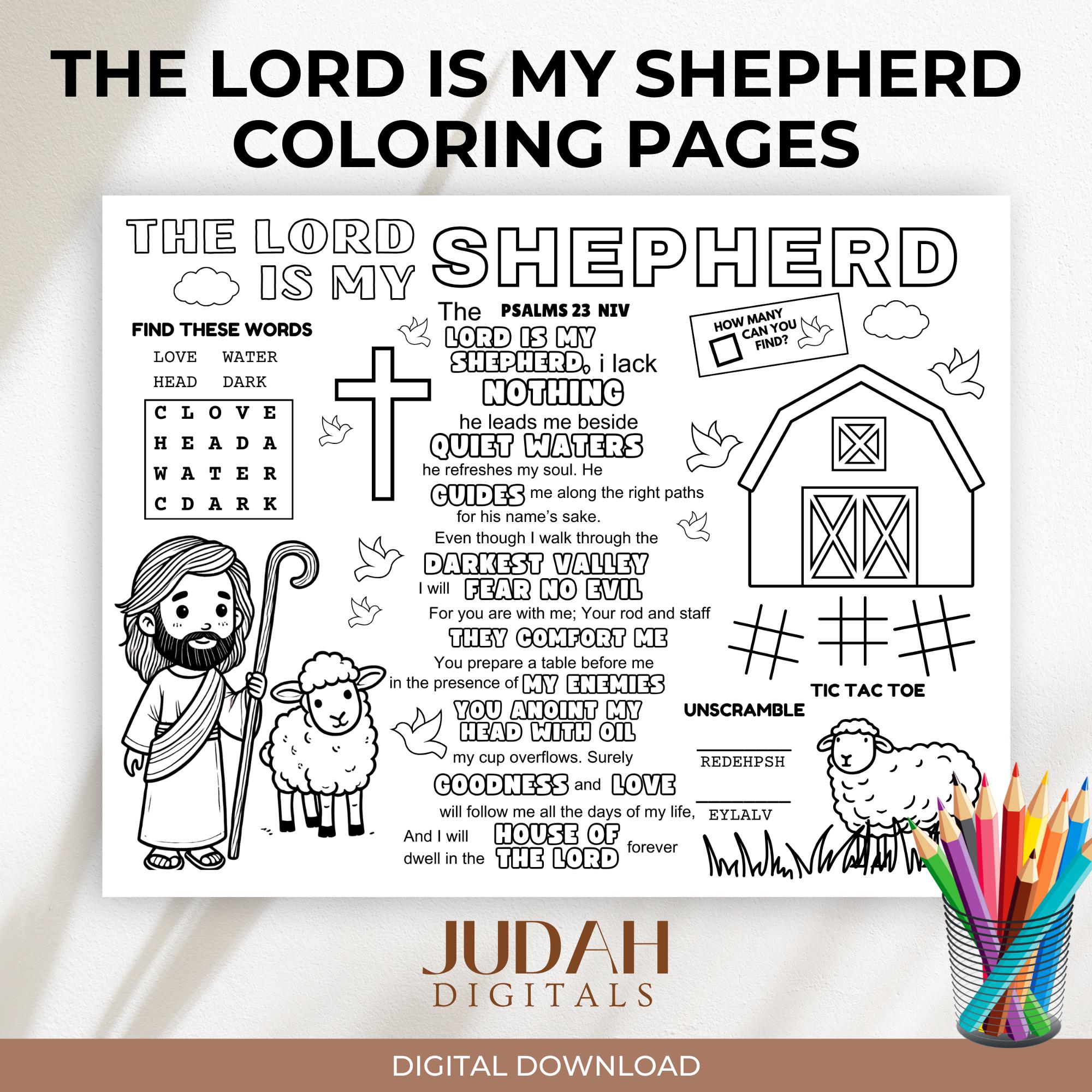 The Lord is My Shepherd Coloring Page, Psalms 23 Preschool Activity ...