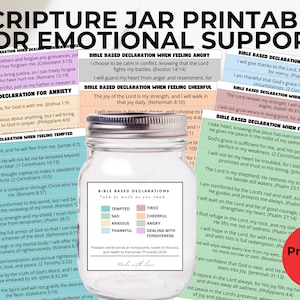 DIY Scripture Jar Printable for Emotional Support, DIY Bible Verse ...