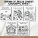 Birth of Jesus Christ Coloring Sheet Printable, Christmas Kids Activity ...