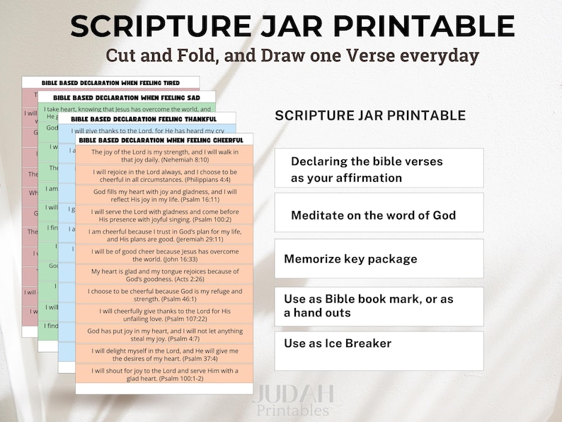 DIY Scripture Jar Printable for Emotional Support, DIY Bible Verse ...