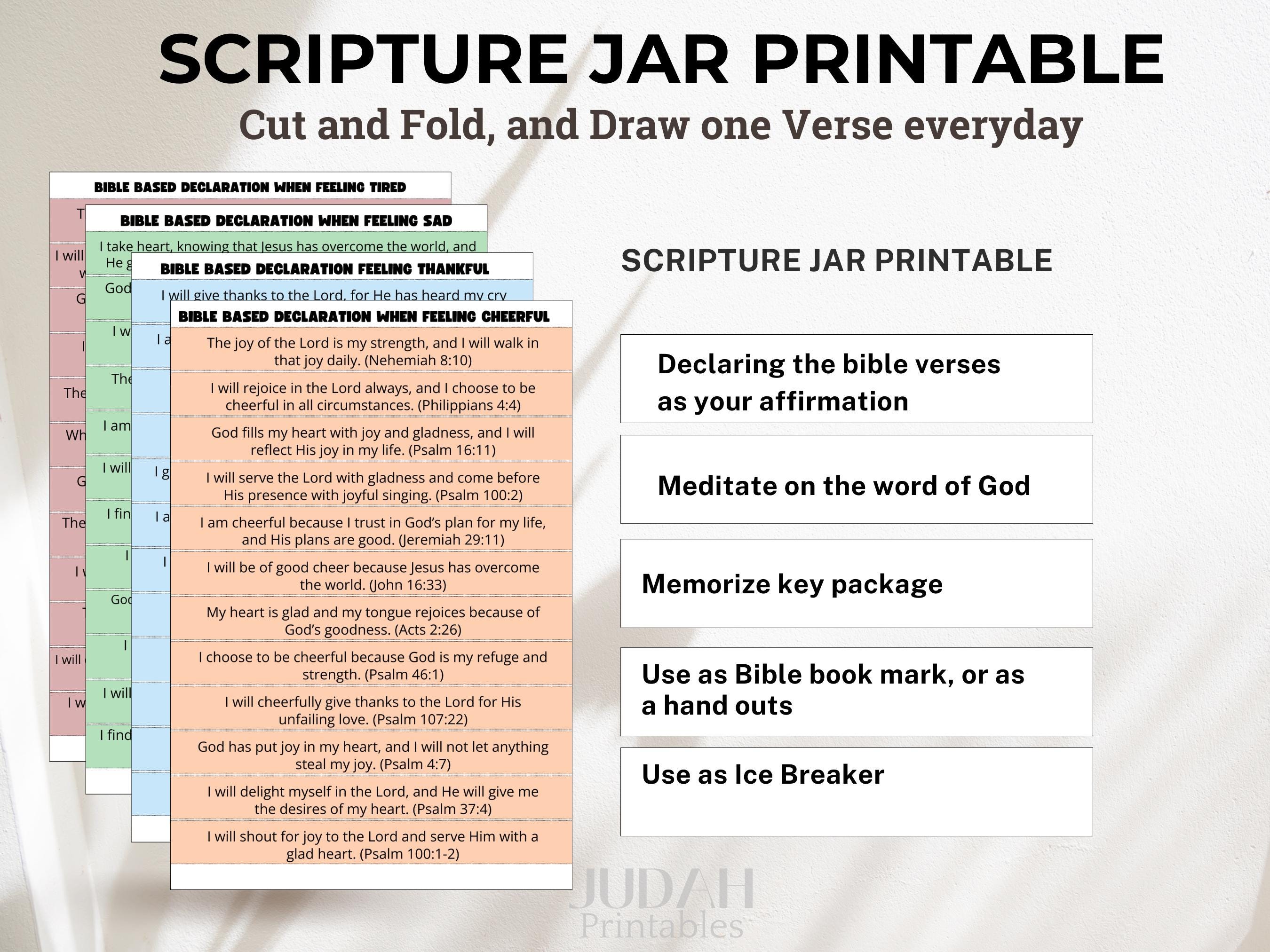 DIY Scripture Jar Printable for Emotional Support, DIY Bible Verse ...