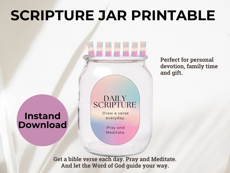 Scripture Jar Rainbow Printable, Bible Verse Jar Scripture Printable ...