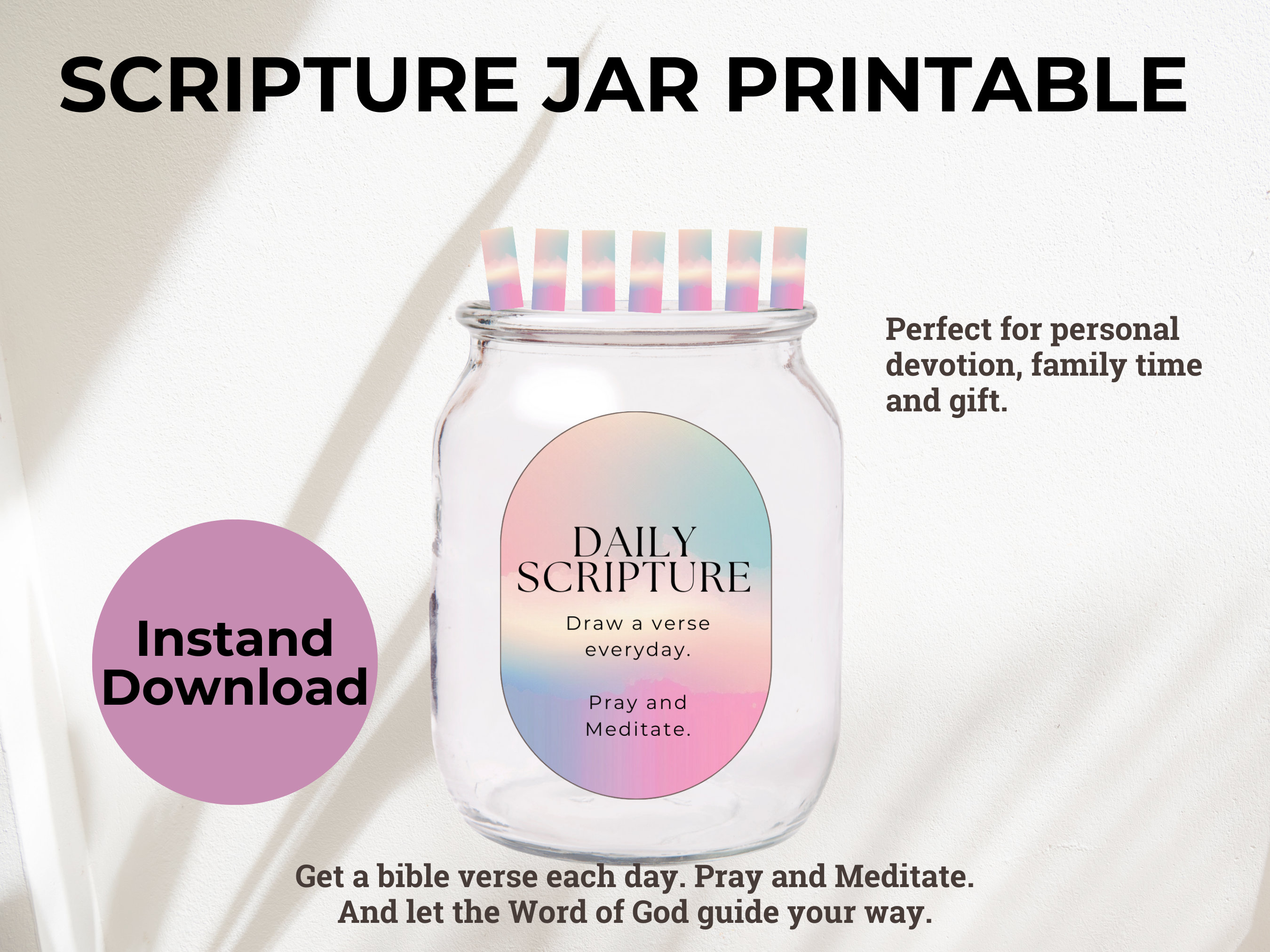 Scripture Jar Rainbow Printable, Bible Verse Jar Scripture Printable ...