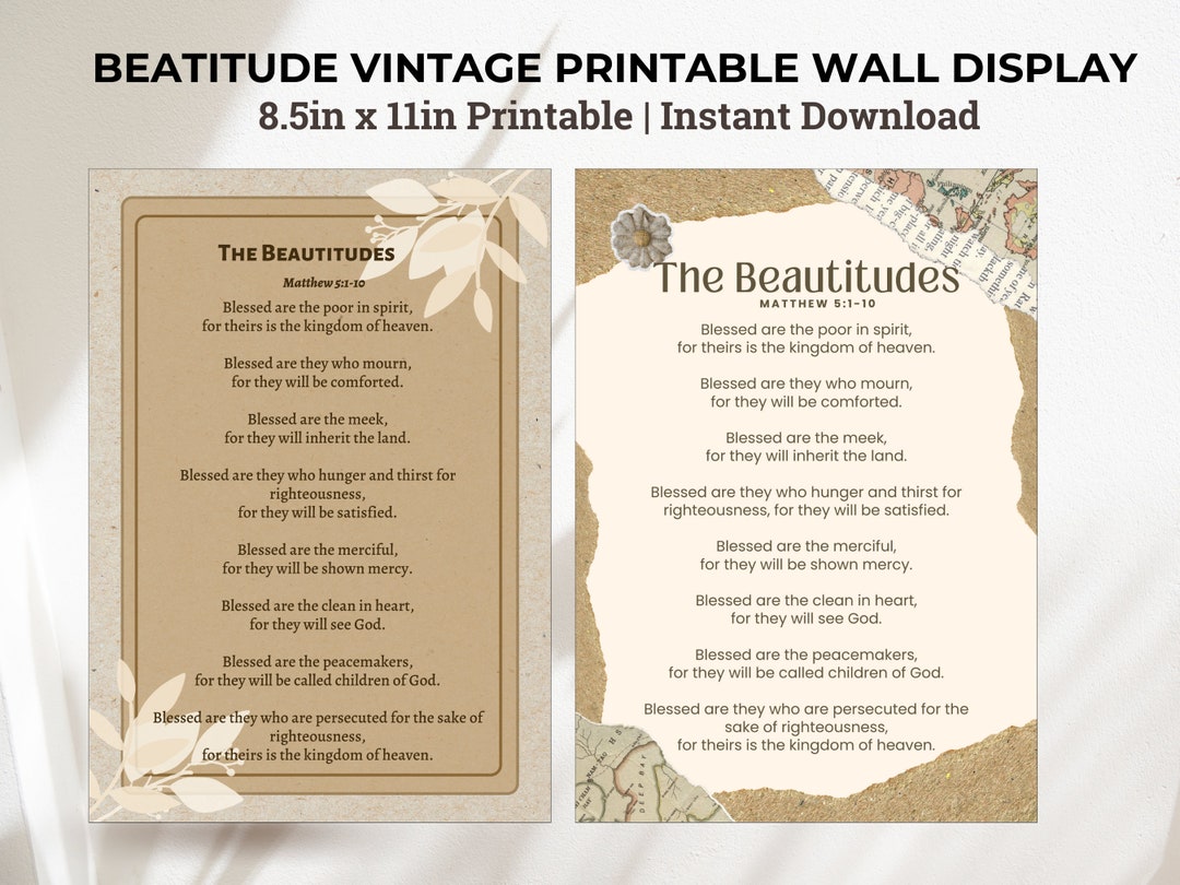 Beatitudes Christian Wall Art Printable Scripture Wall Art Modern ...